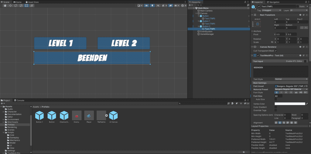 Unity 2D Tutorial – Erstellung Hauptmenü (11/12)